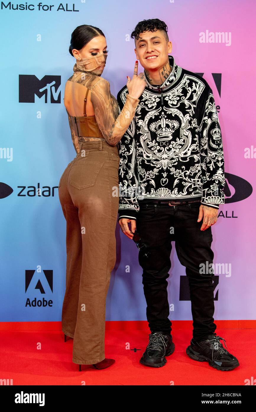 Akasha and Aleman attending the MTV EMAs 2021 at the Laszlo Papp ...