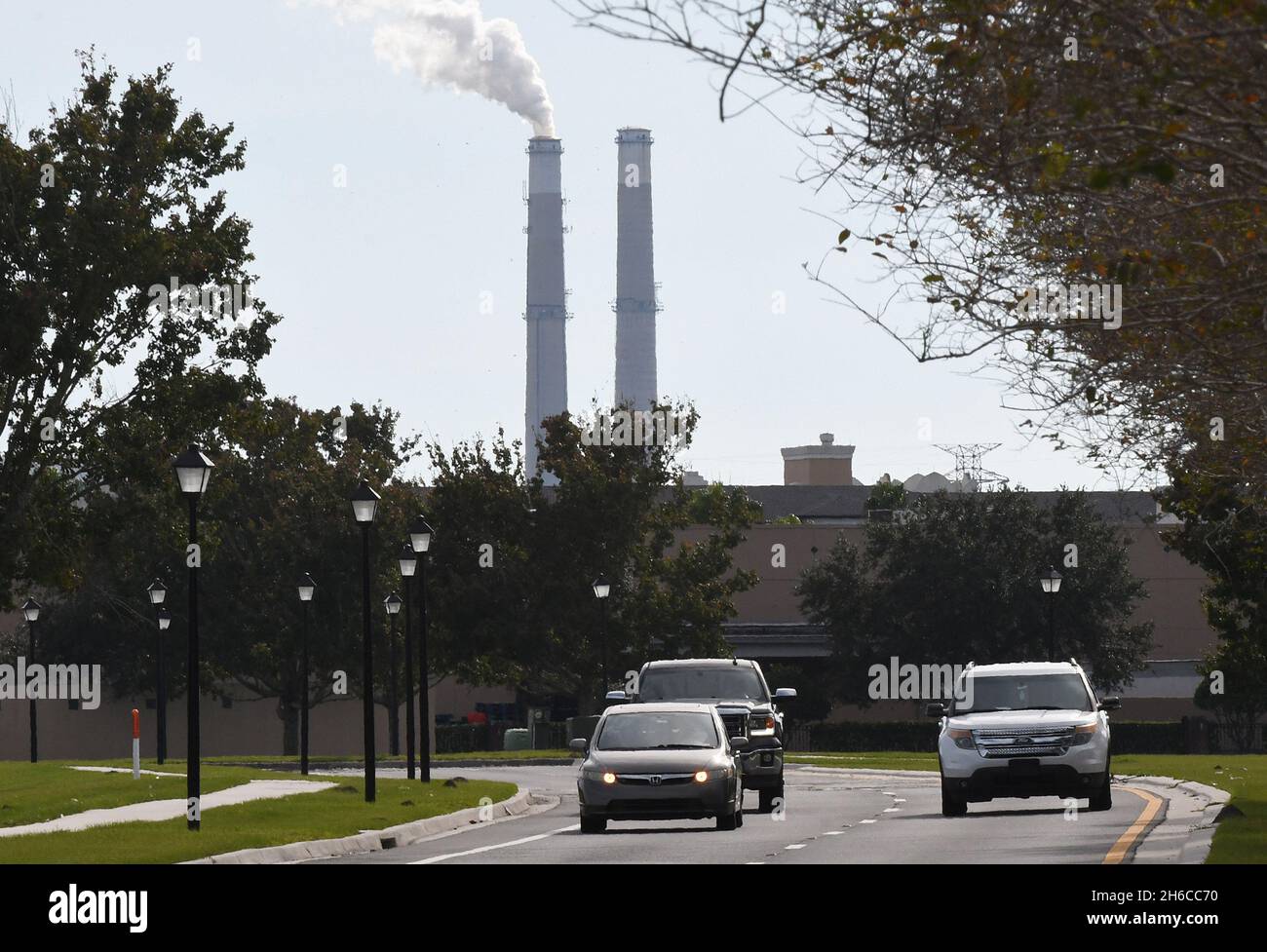 Orlando, United States. 14th Nov, 2021. Cars pass by the twin ...