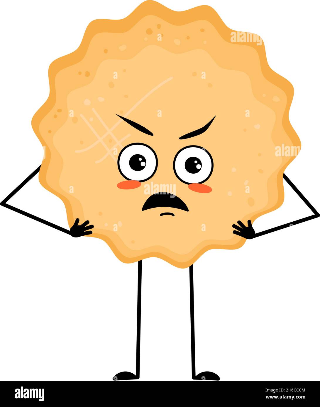 Cute milk cookie character with angry emotions, grumpy face, furious ...
