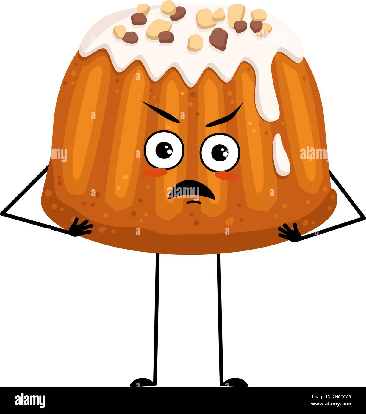 Cute glazed muffin with nut sprinkles character with angry emotions ...
