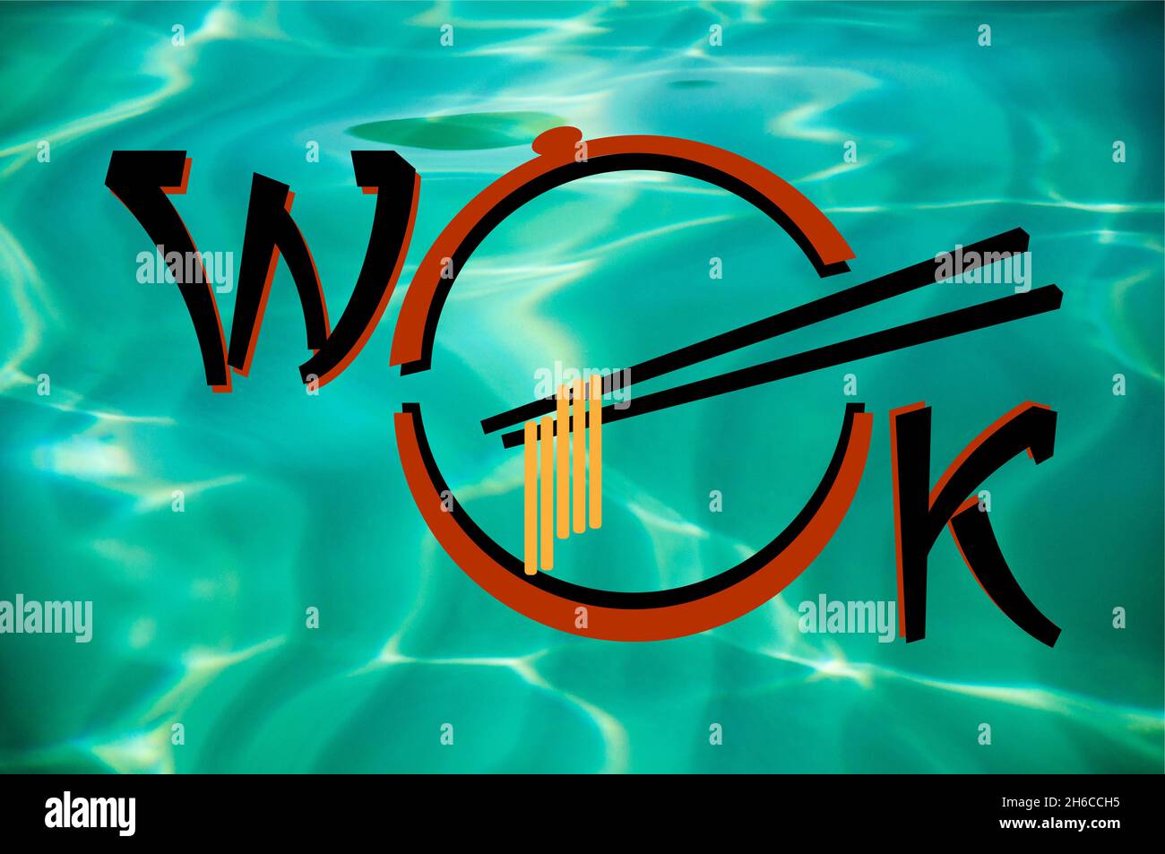 minimal lettering logo of asian cuisine wok against the background of ...