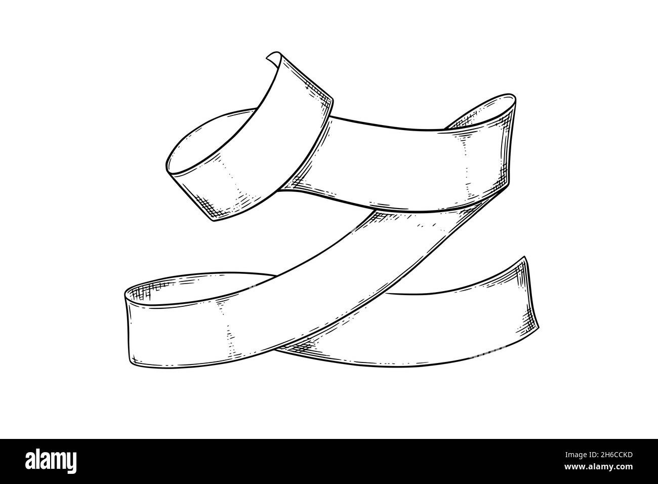 Sketch ribbon label. Ornamental ribbon in doodle style for banners ...