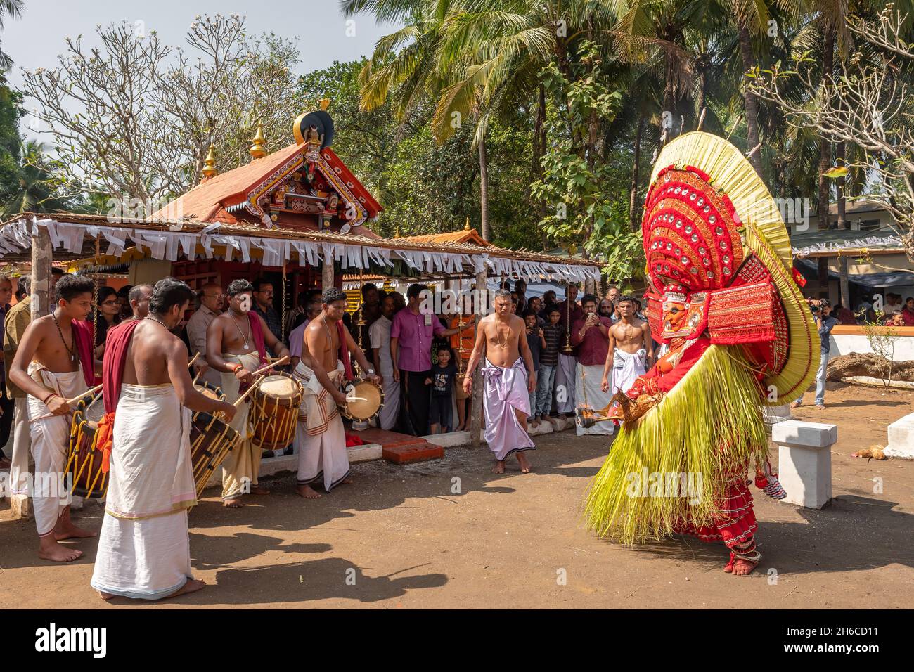 Theyyam artist perform during temple festival in Payyanur, Kerala ...