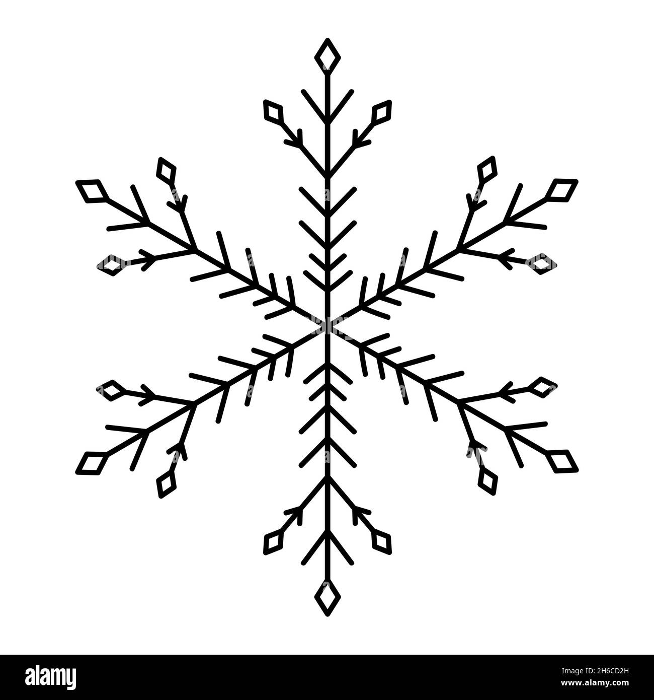 Snowflake doodle isolated on a white background. Vector hand-drawn ...