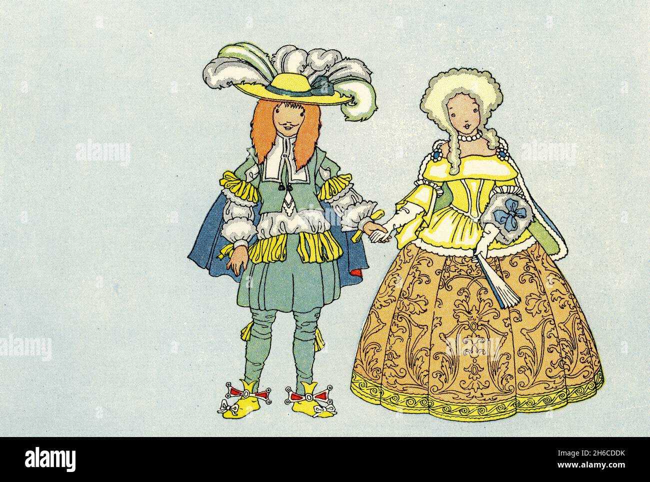 Quaint illustration of traditional king and queen in France, published ...