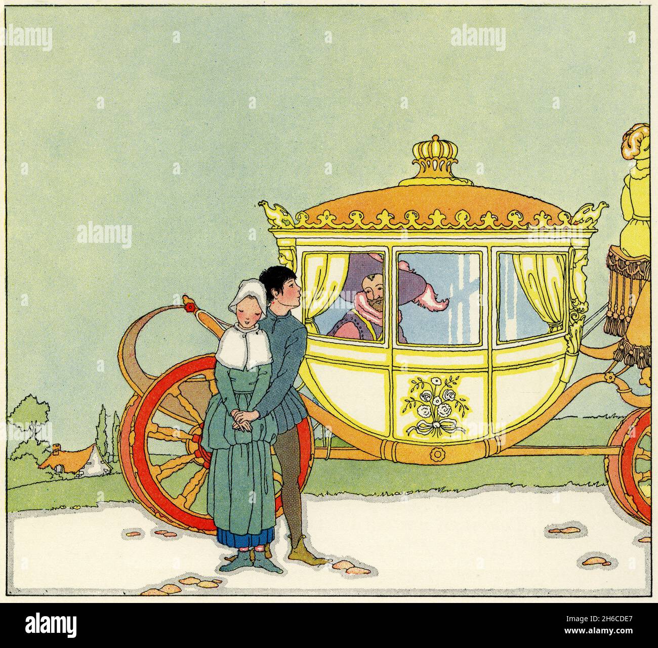 Quaint illustration of a fancy carriage in France, published circa 1927 ...