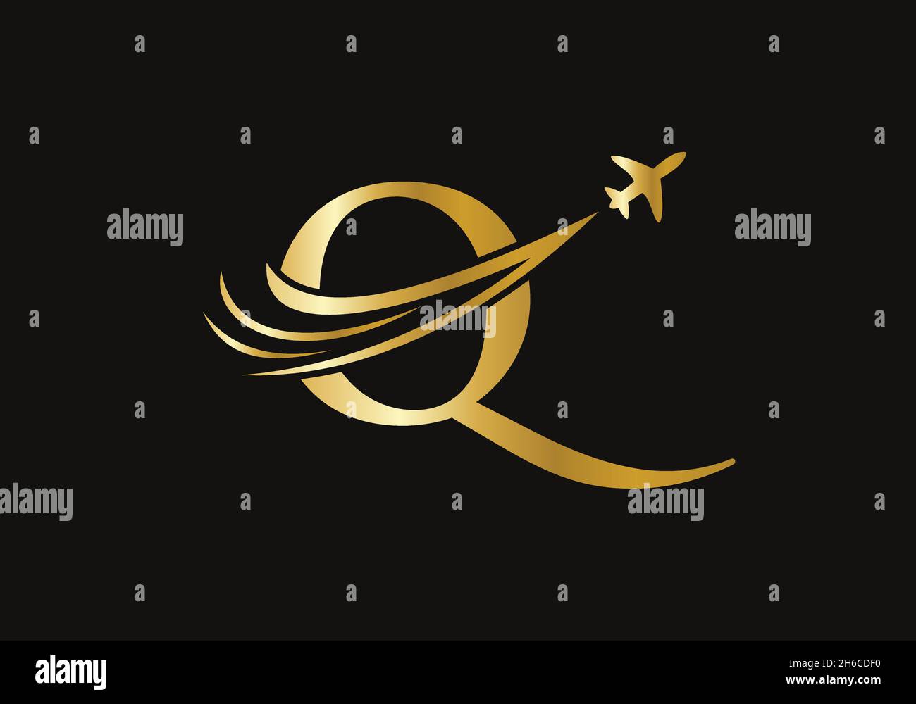 Air Travel Q Logo Design with Q letter. Letter Q Air travel logo design ...