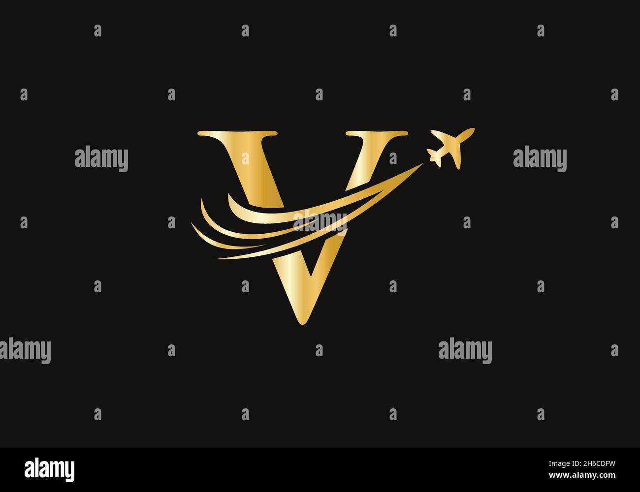 Creative Air Travel Logo Design with V letter. V letter Concept air ...