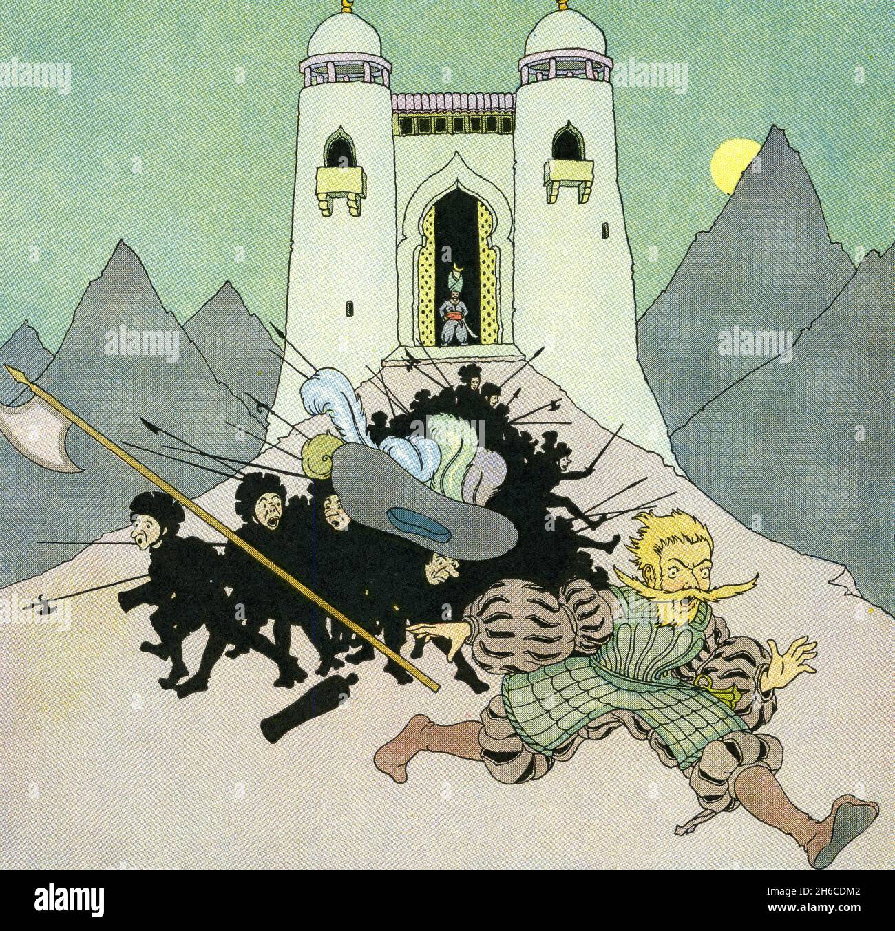 Quaint illustration of tradiitonal life in France, with a knights and ...