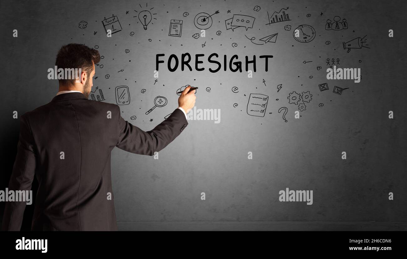businessman drawing a creative idea sketch Stock Photo - Alamy