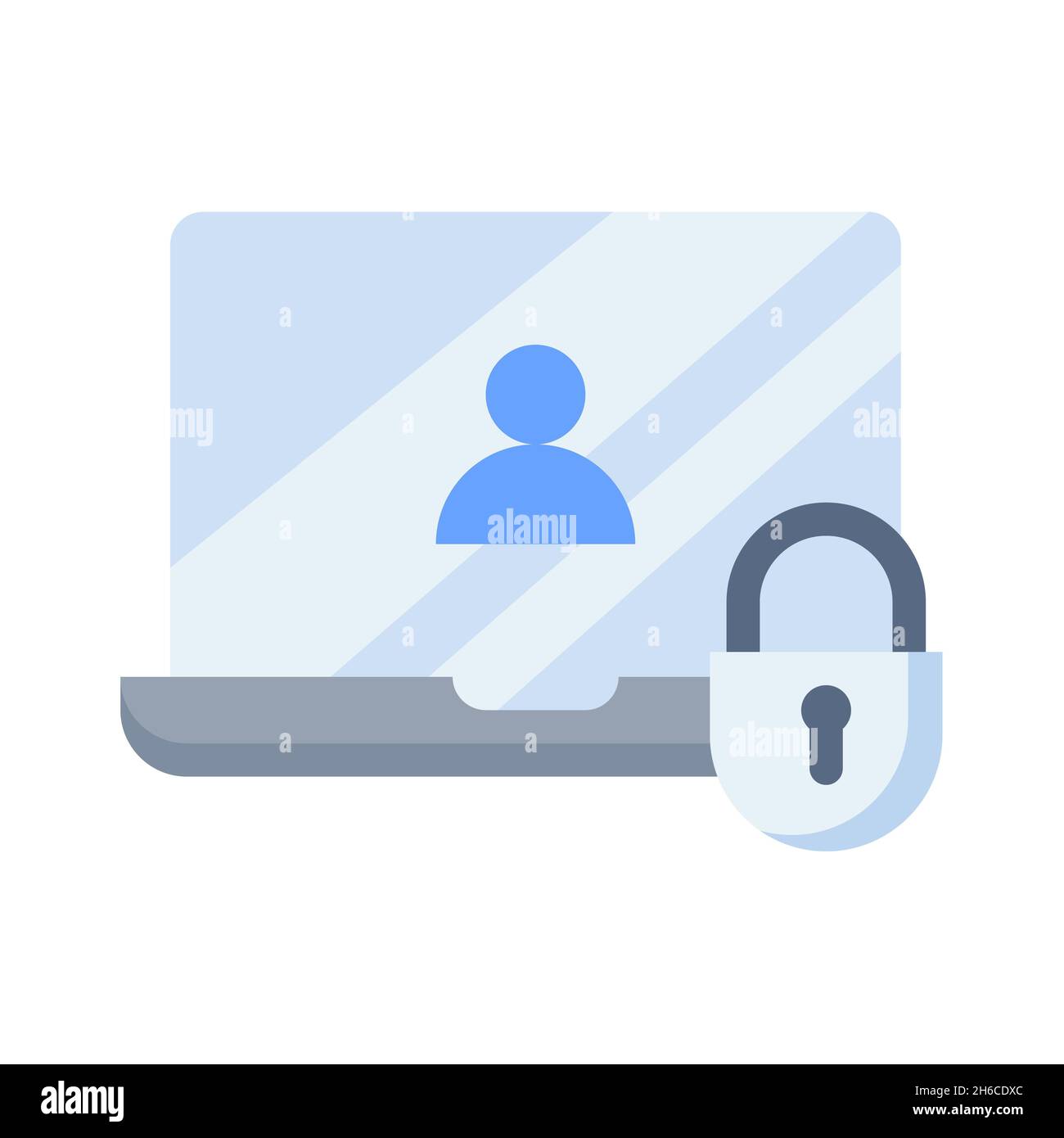 laptop security user data protection single isolated icon with flat ...
