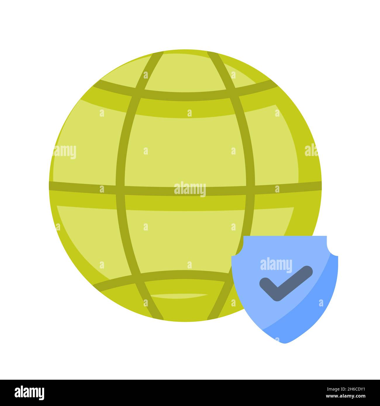 internet security globe with shield single isolated icon with flat ...
