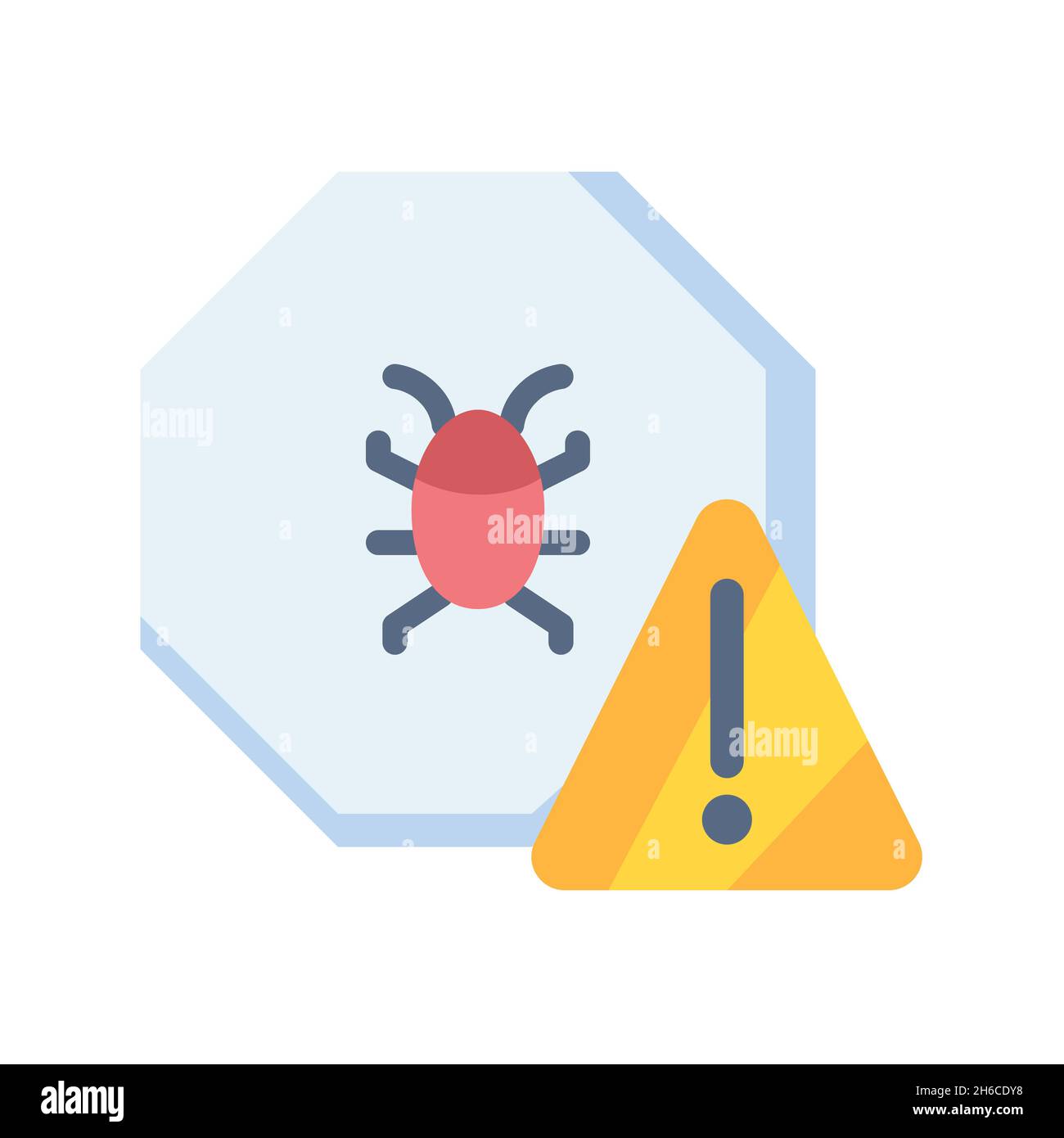 warning sign bug alert danger single isolated icon with flat style ...