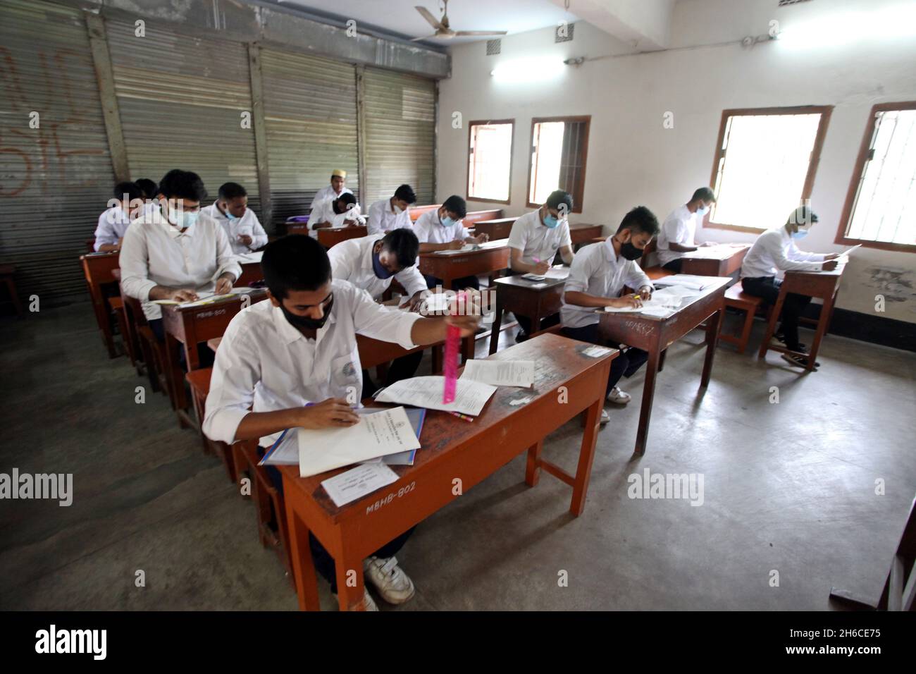 Non Exclusive: Students during the first public exams in schools after ...