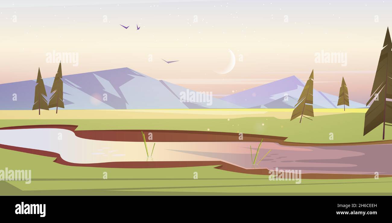 Vast fields and mountains Stock Vector Images - Alamy