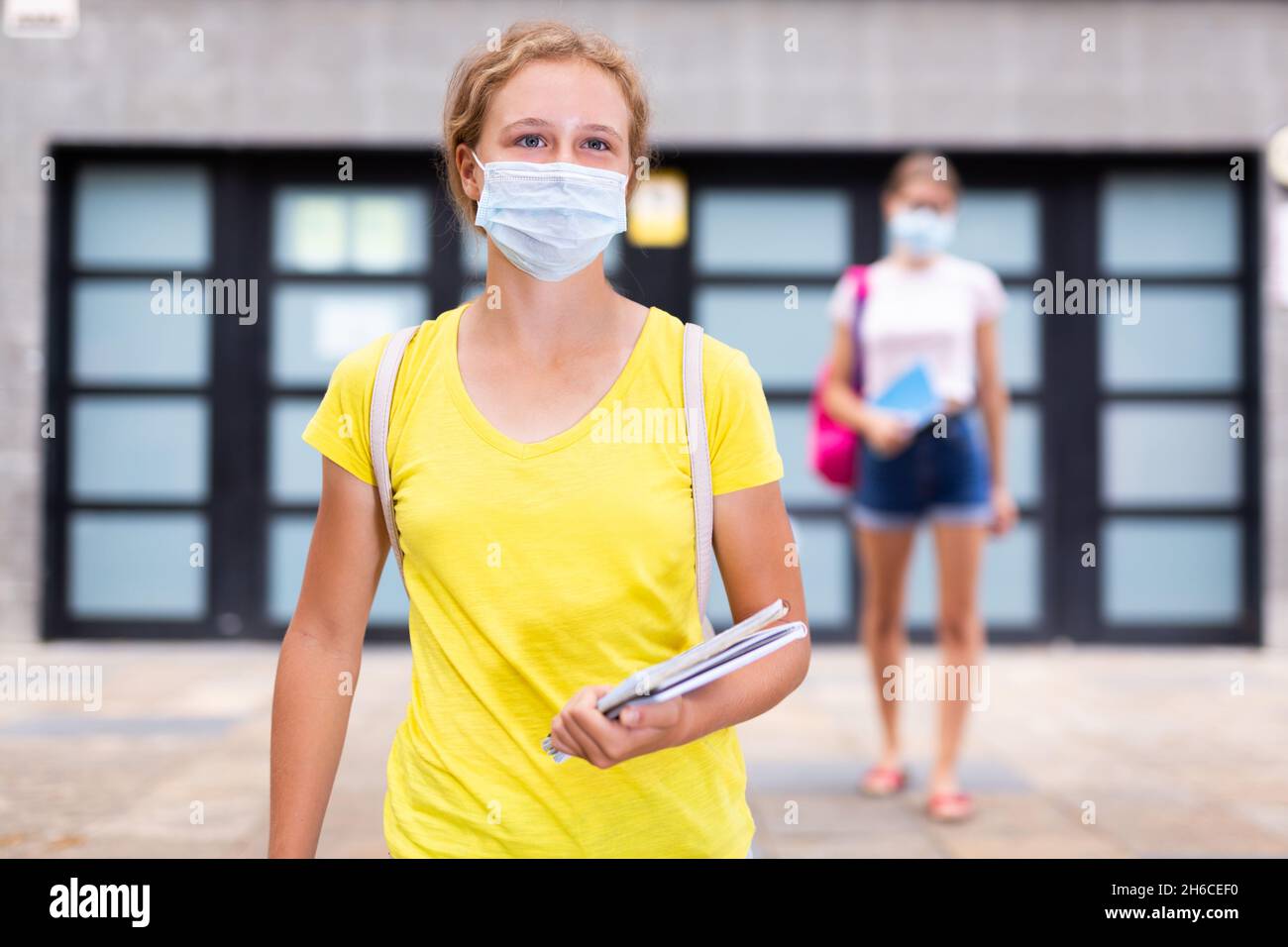 Youth teenager girls in face masks going from school Stock Photo - Alamy