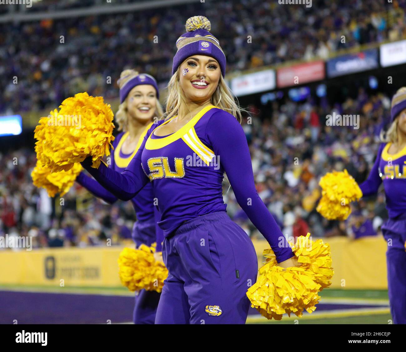 Baton Rouge, LA. November 13, 2021: A LSU Tiger Girl dances during a ...
