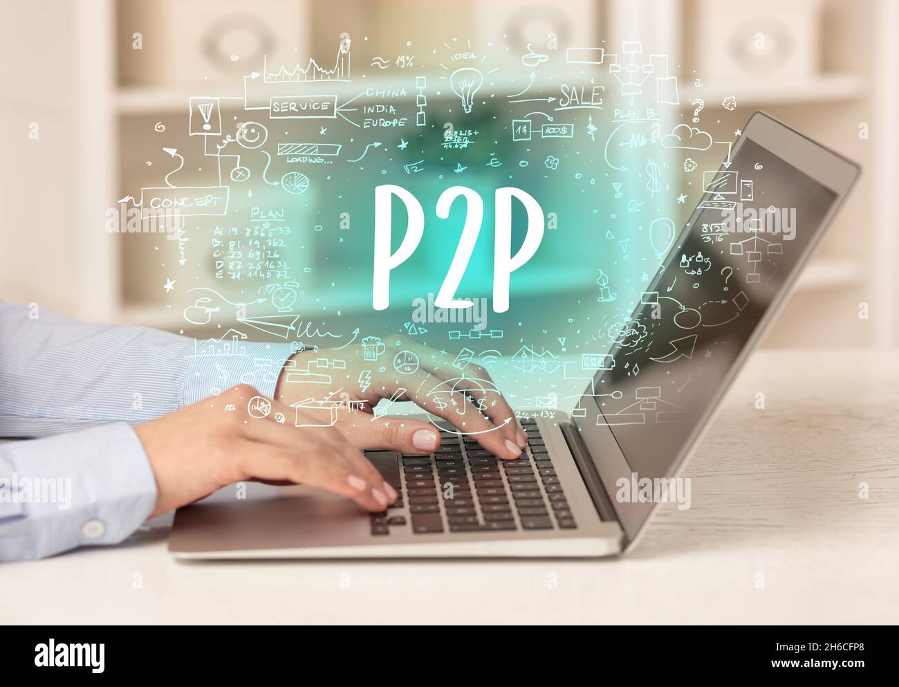 hand working on new modern computer Stock Photo - Alamy