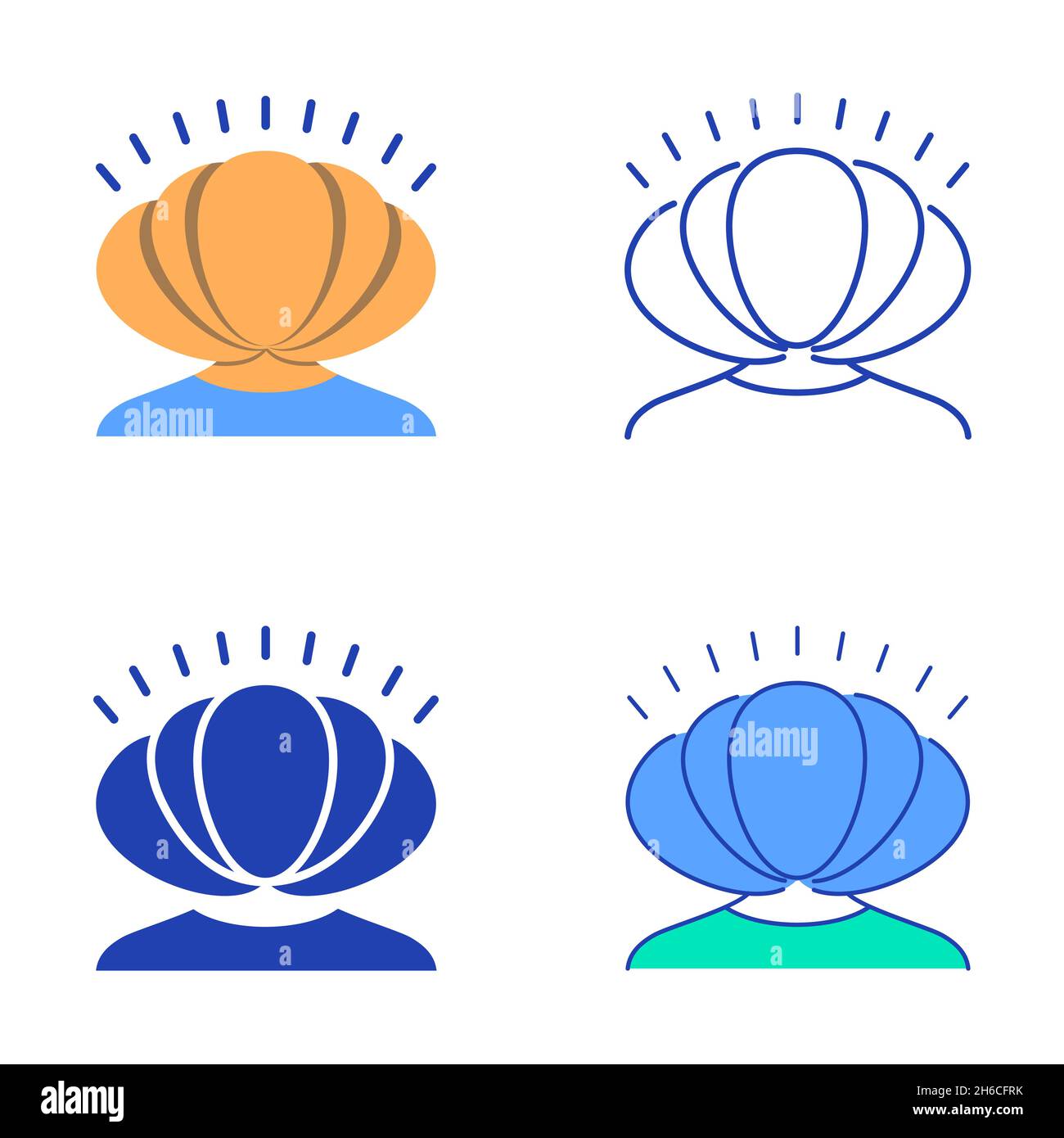 Anxious distress icon set in flat and line style. Anxiety and dizziness ...