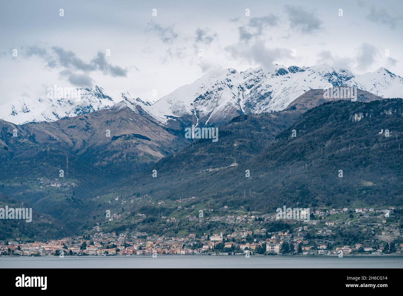 Snow-capped alpine mountains near Lake Como. Italy Stock Photo - Alamy