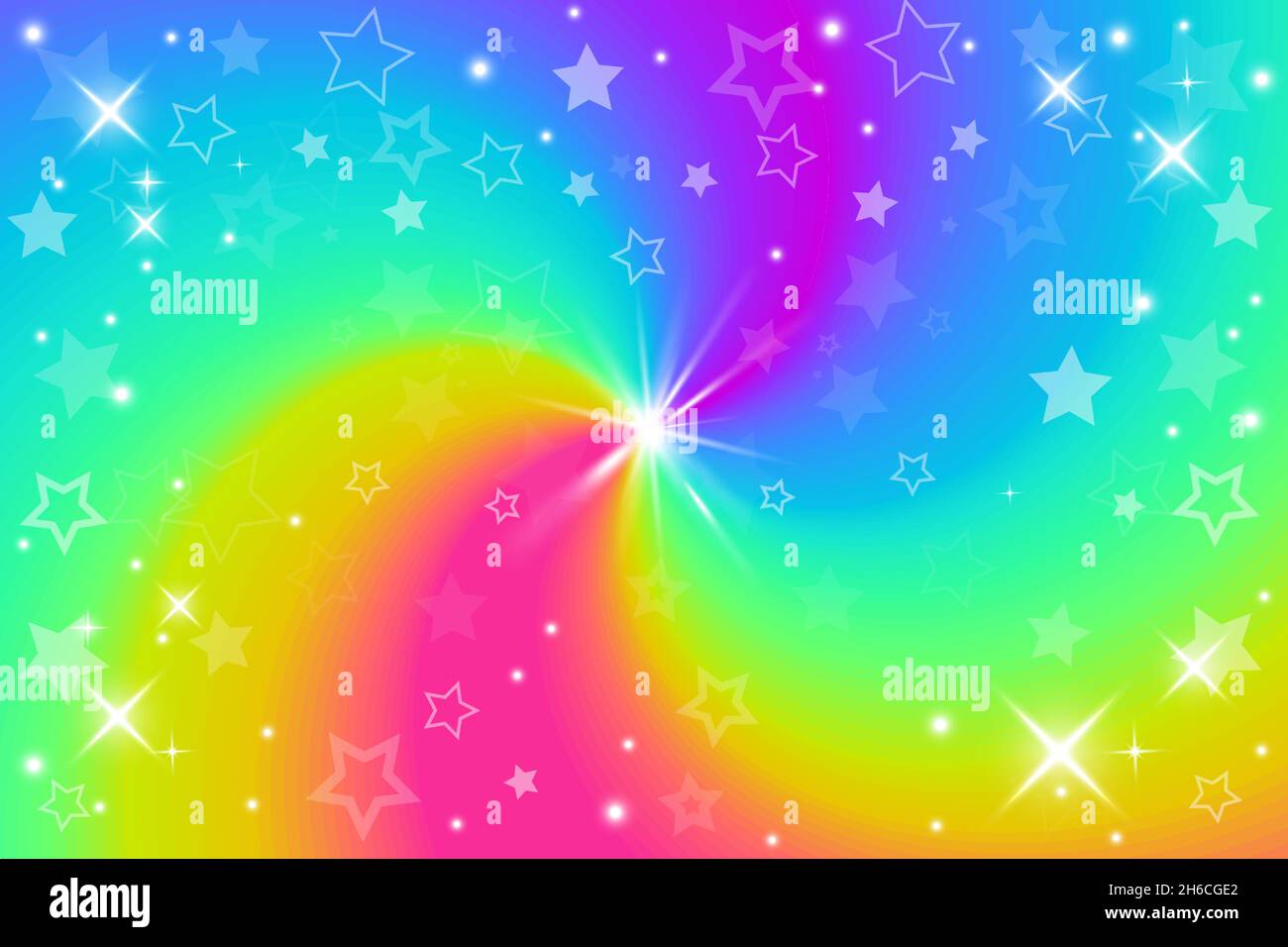 Rainbow swirl background with stars. Radial gradient rainbow of twisted ...
