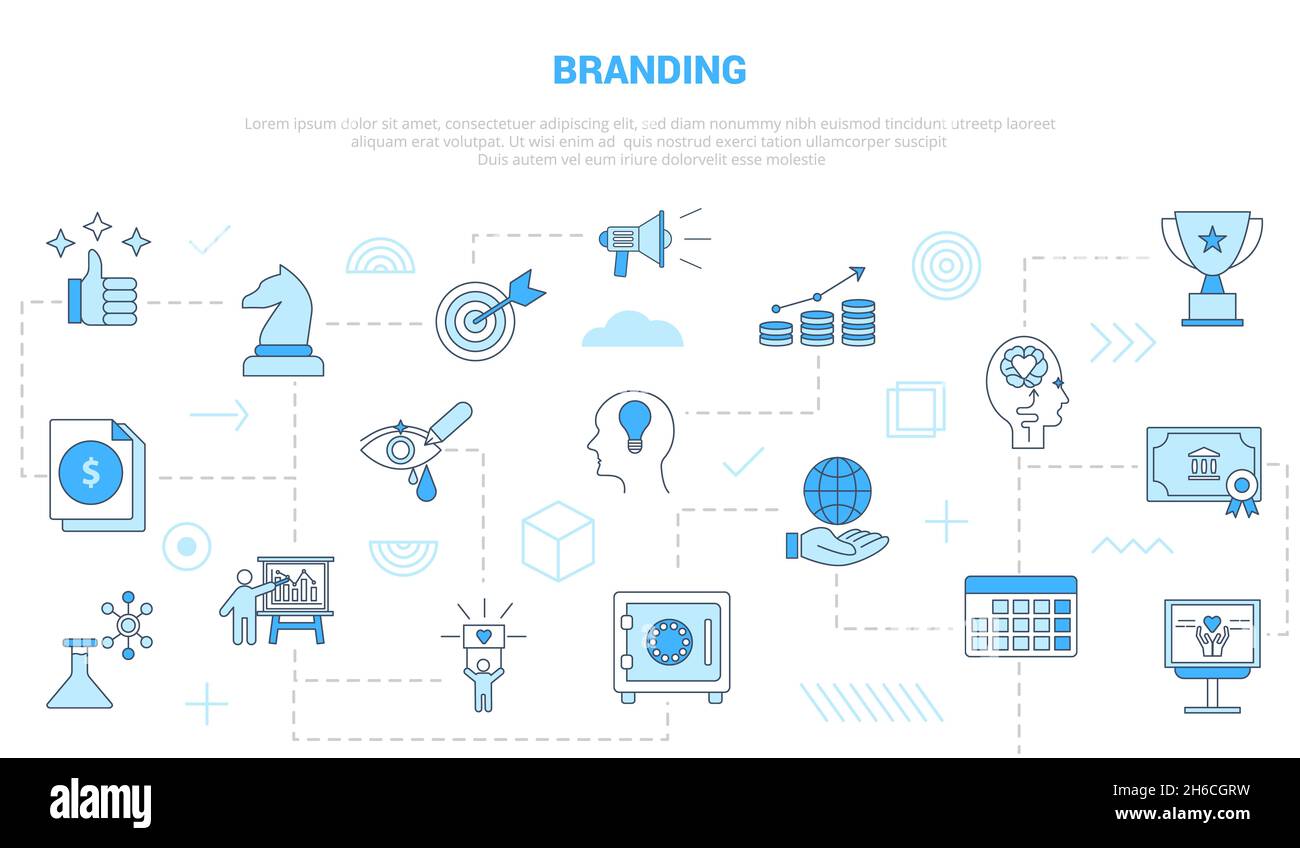 branding concept with icon set template banner with modern blue color ...