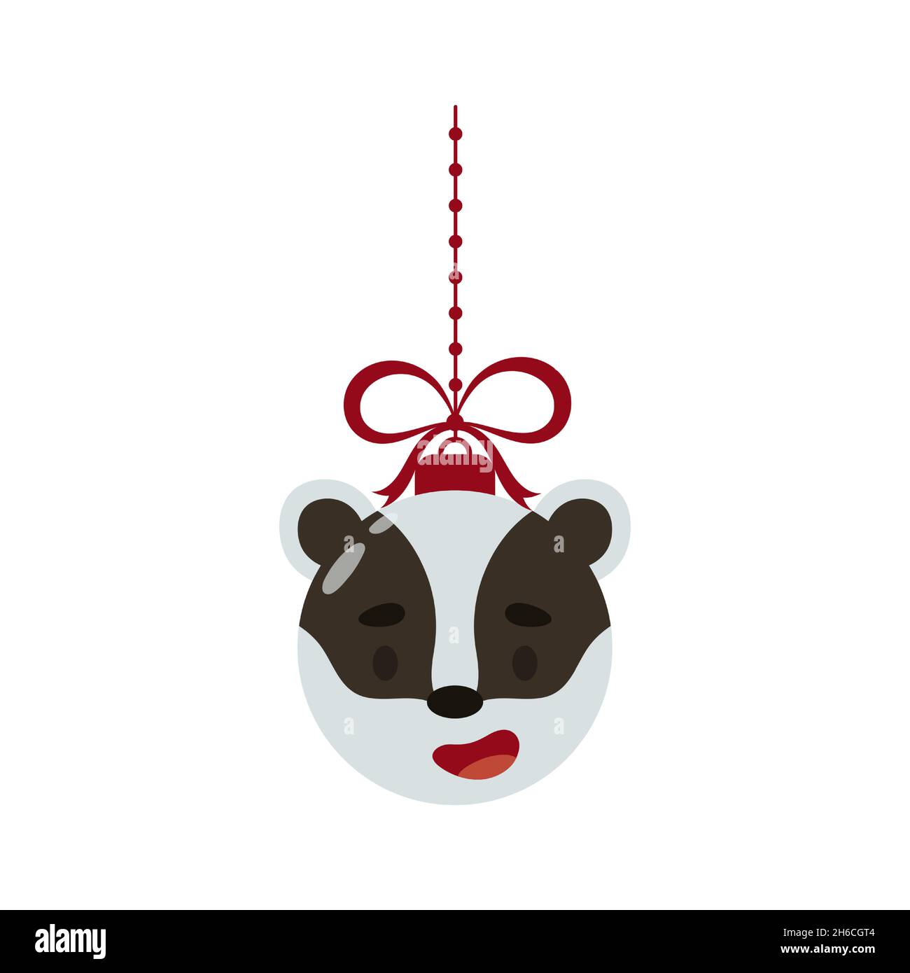 Merry Christmas and new year ball with cute badger. Cartoon winter ...