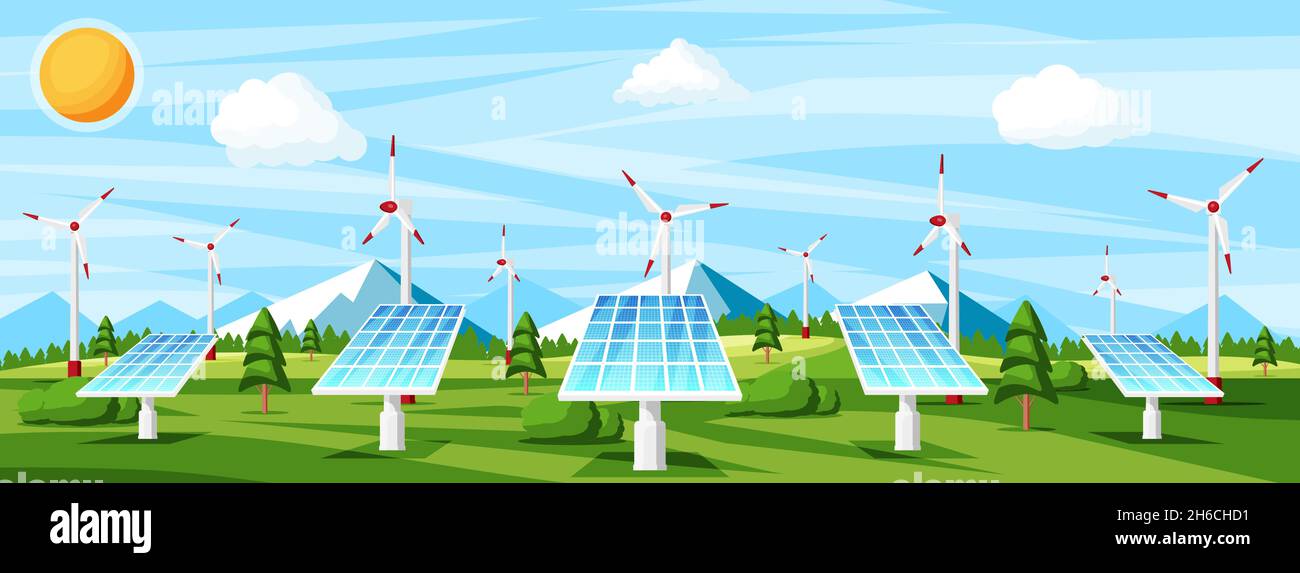 Landscape tree wind generator Stock Vector Images - Alamy