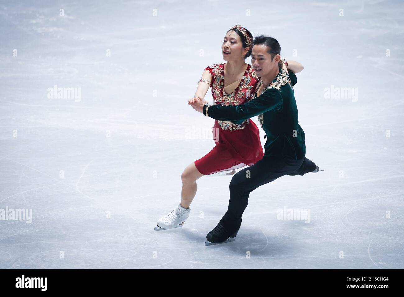 Kana Muramoto & Daisuke Takahashi of Japan during the ISU Grand Prix of Figure Skating 2021/22 ...