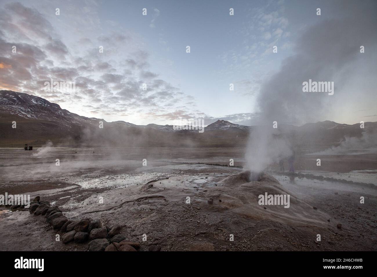 Tatio Geysers geothermal field located in the Andes mountain range ...
