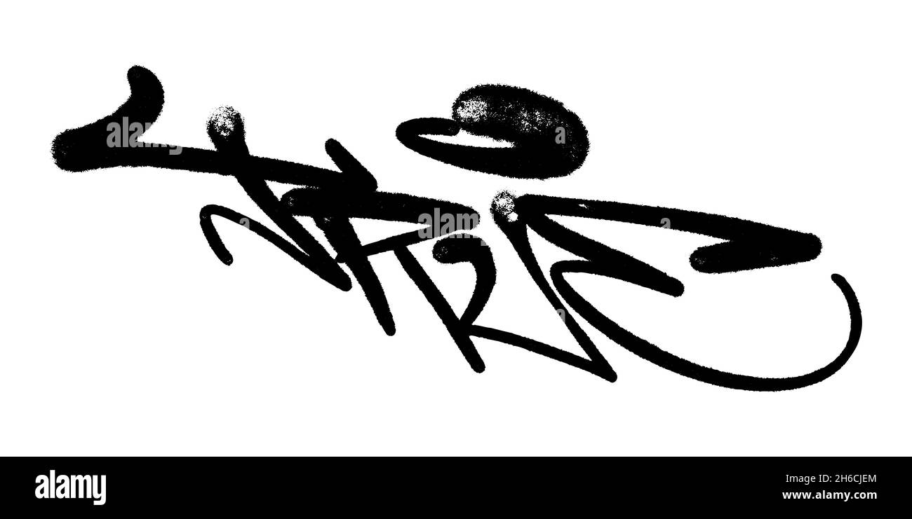 Vector illustration Black graffiti tag lettering aerosol can spray ...