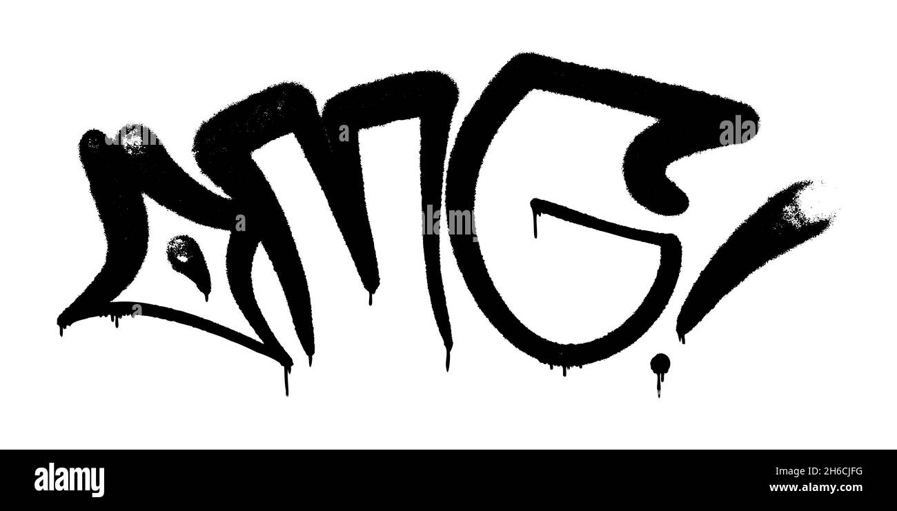 Vector illustration Black graffiti tag lettering aerosol can spray ...