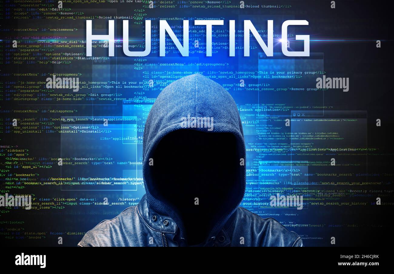 Faceless hacker on code background Stock Photo - Alamy
