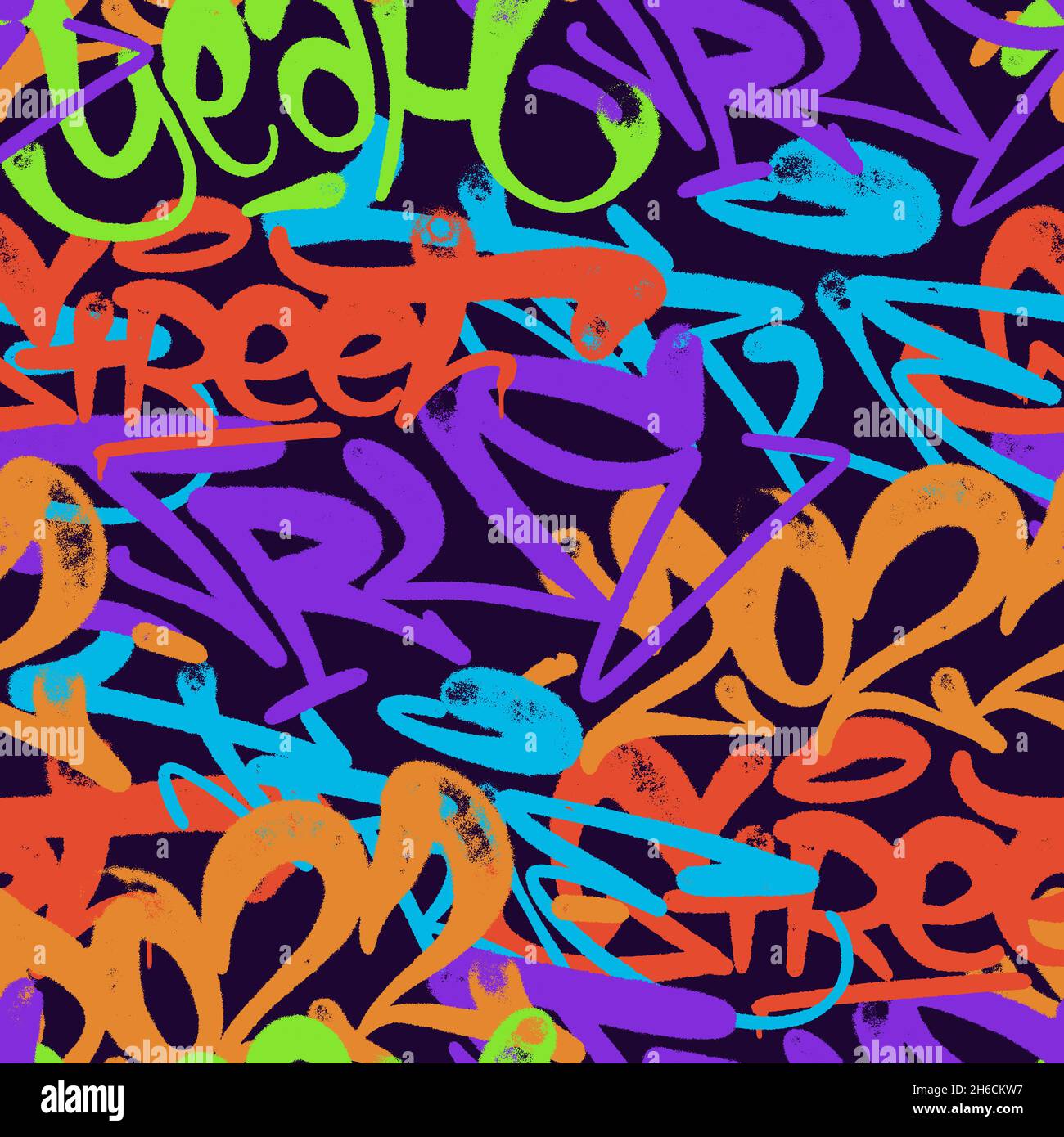 multicolored graffiti background with spray letters, bright colored ...