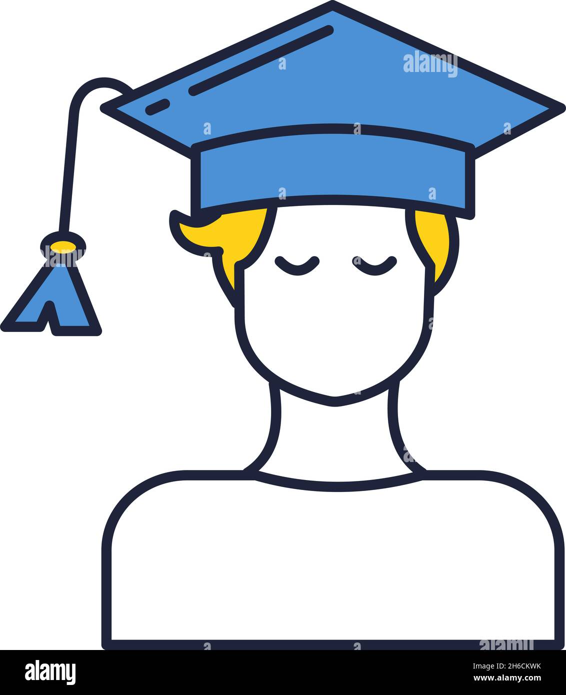 Graduate student icon male face vector portrait Stock Vector Image ...