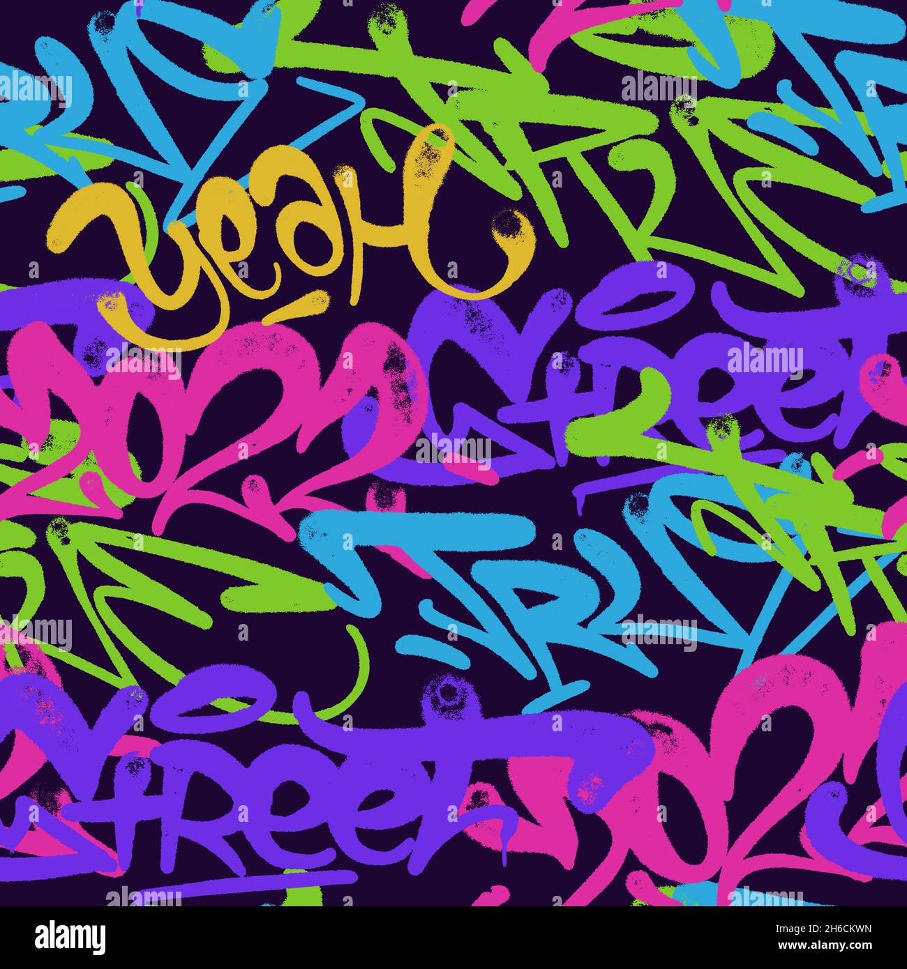 multicolored graffiti background with spray letters, bright colored ...