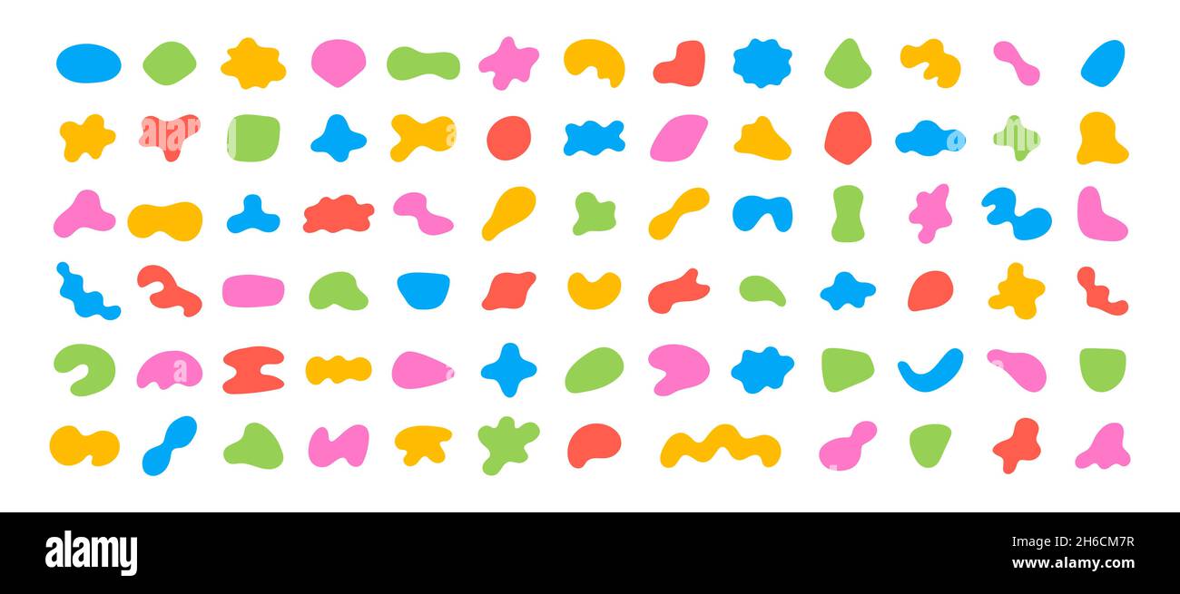 Random Color Abstract Shapes Set Of Organic Blobs Of Irregular Shape