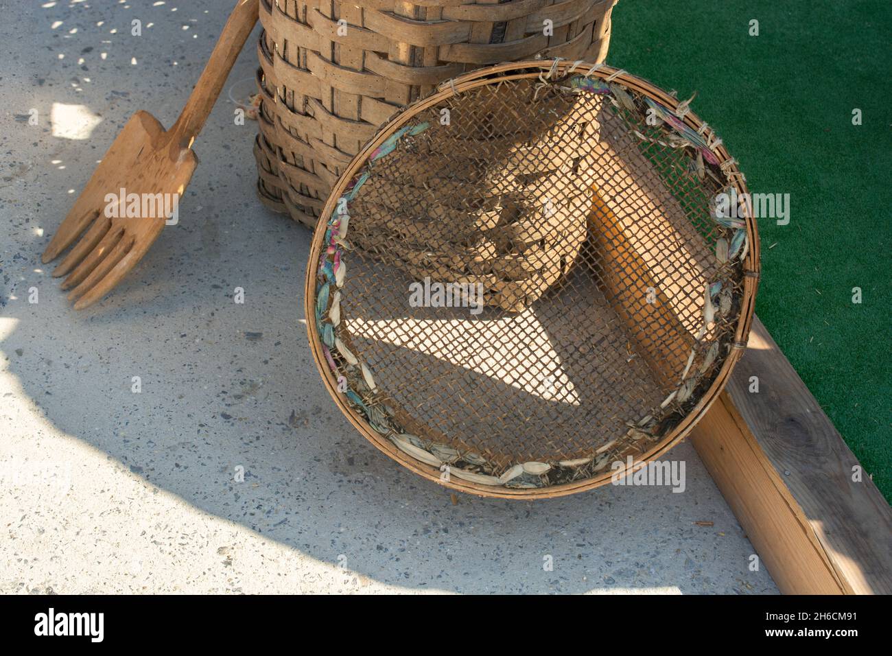 Traditional type sieves made of wood Stock Photo - Alamy