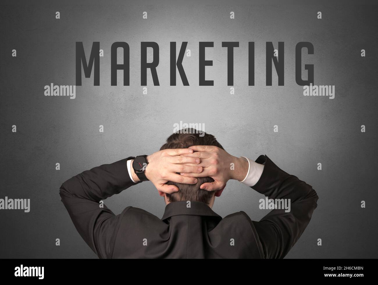Rear view of a businessman, powerfull business concept Stock Photo - Alamy