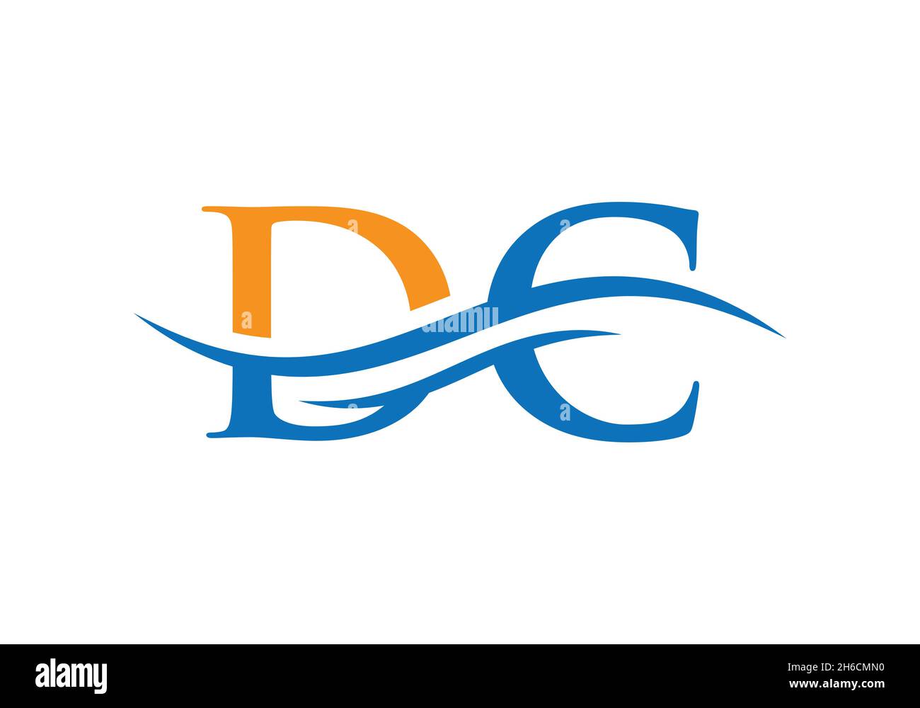 Swoosh Letter DC Logo Design for business and company identity. Water Wave DC Logo with modern ...