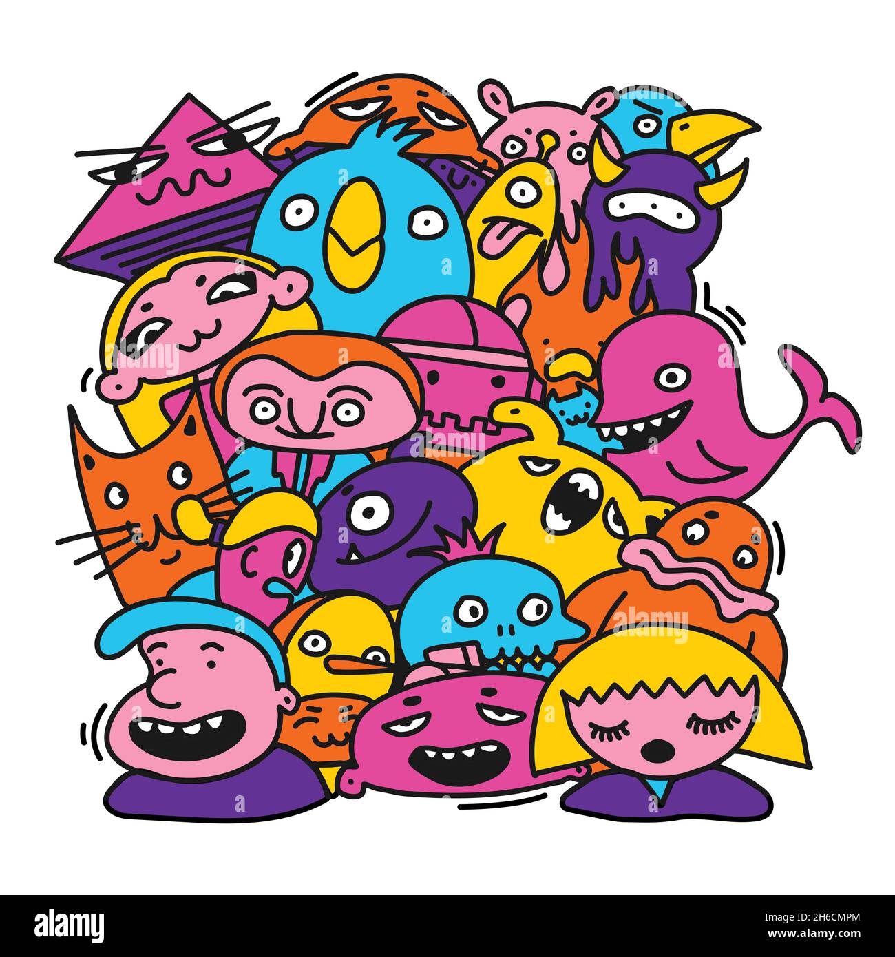 childrens multicolored characters, drawings with little men in cartoon ...