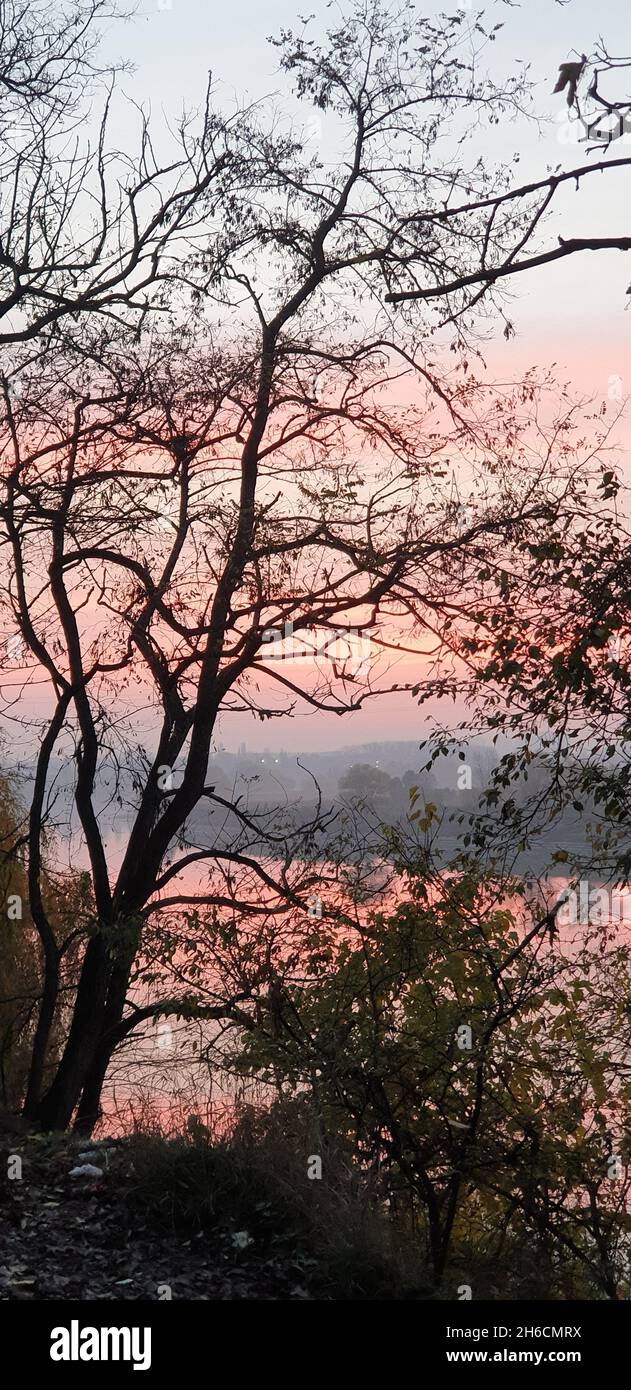 Beautiful sunset over the river Stock Photo - Alamy