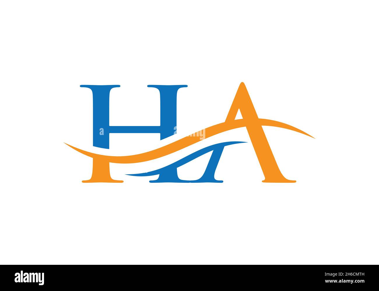 Premium Letter HA Logo Design with water wave concept. HA letter logo ...