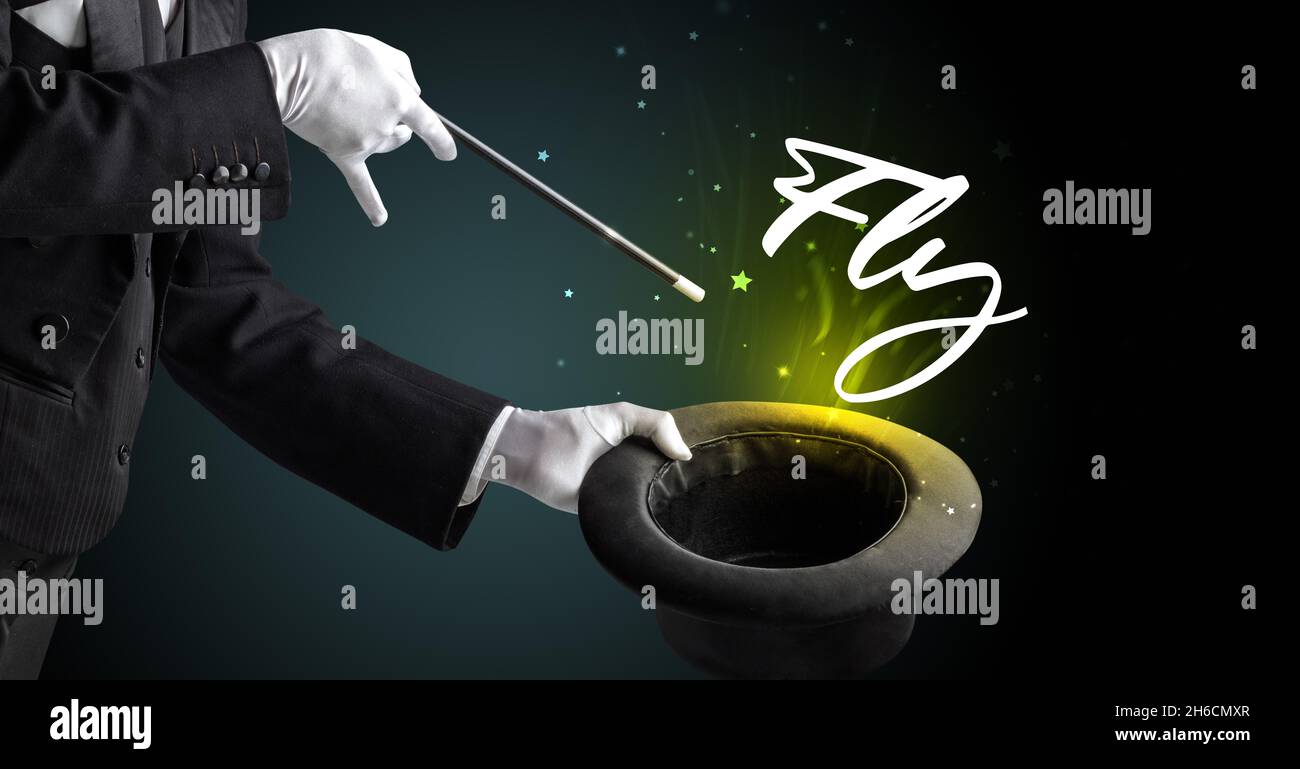 Old Magician is showing magic trick Stock Photo - Alamy