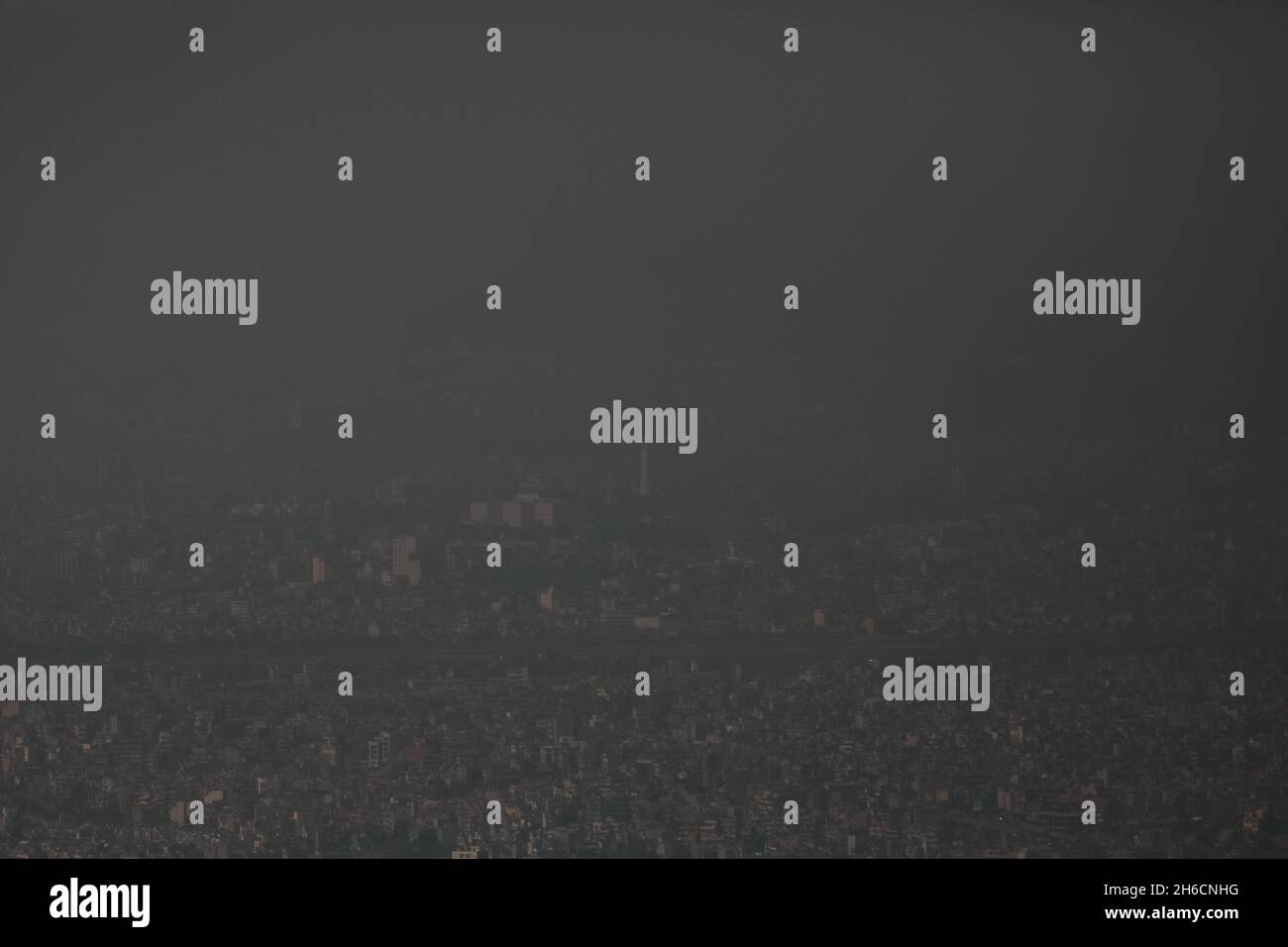 Bhaktapur, Bagmati, Nepal. 15th Nov, 2021. Kathmandu Valley is shrouded in thick layer of smog ...