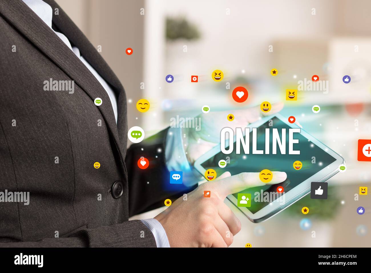 business person playing multimedia concept Stock Photo - Alamy