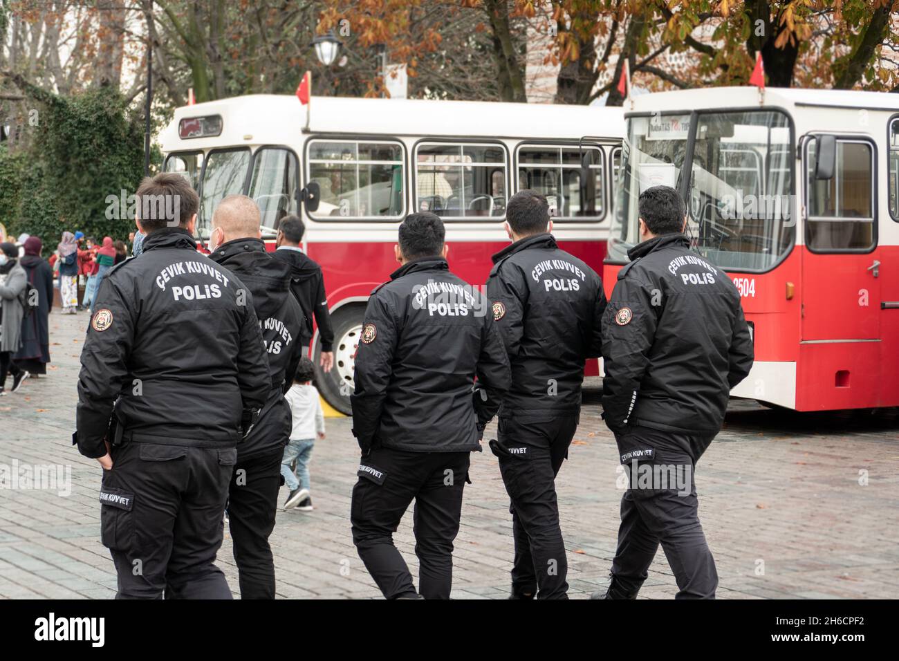 Istanbul police patrolling at Sultanahmet area. November 2021, Turkey ...