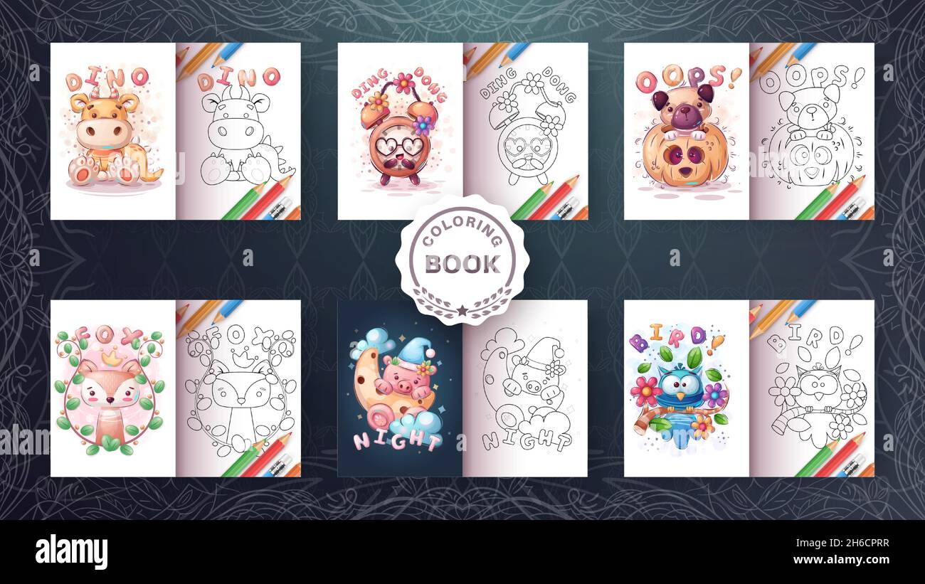 Set coloring book cartoon character Stock Vector Image & Art - Alamy