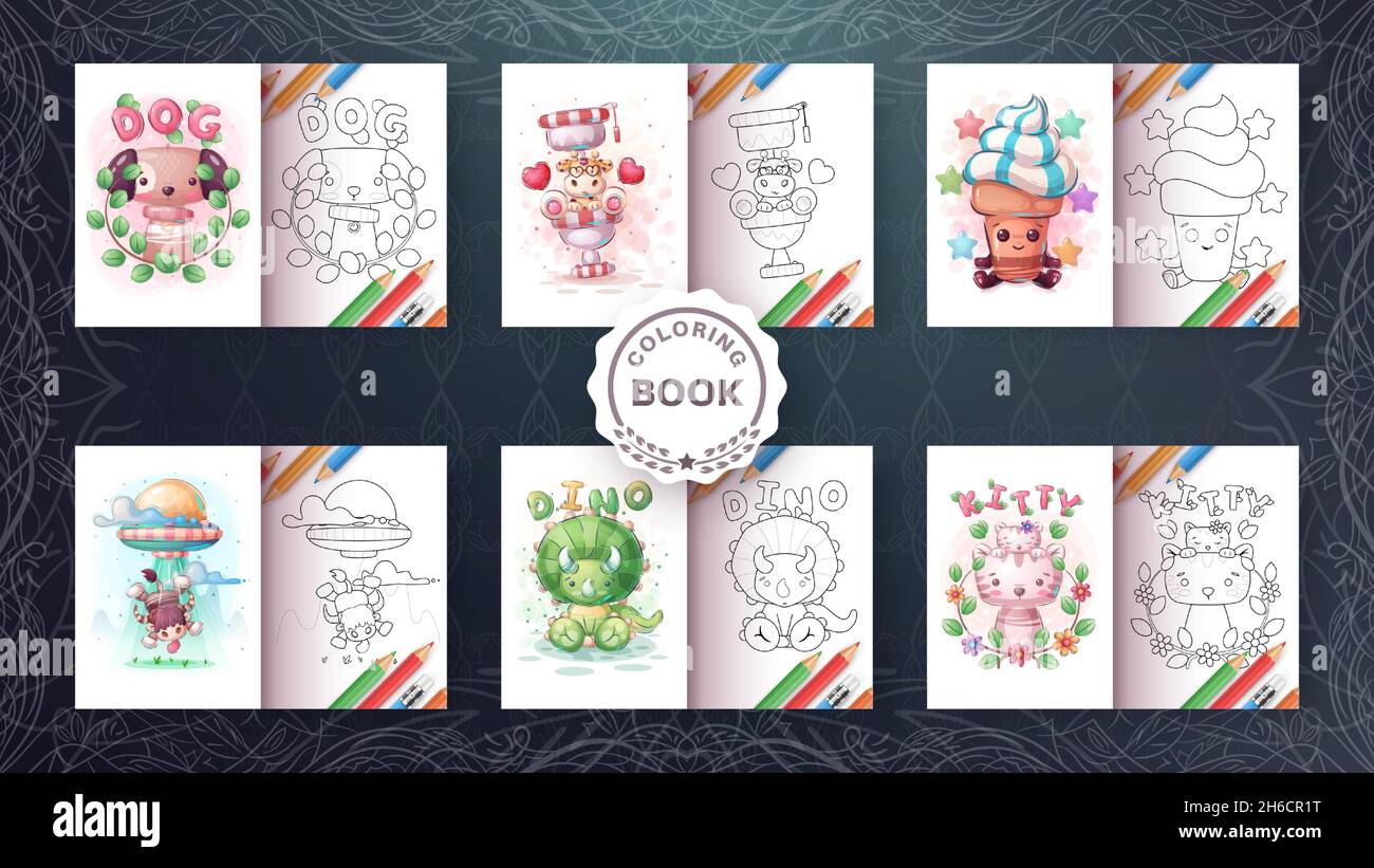 Set cartoon character coloring book Stock Vector Image & Art - Alamy