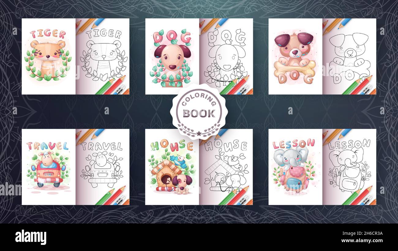 Set cartoon character coloring book Stock Vector Image & Art - Alamy